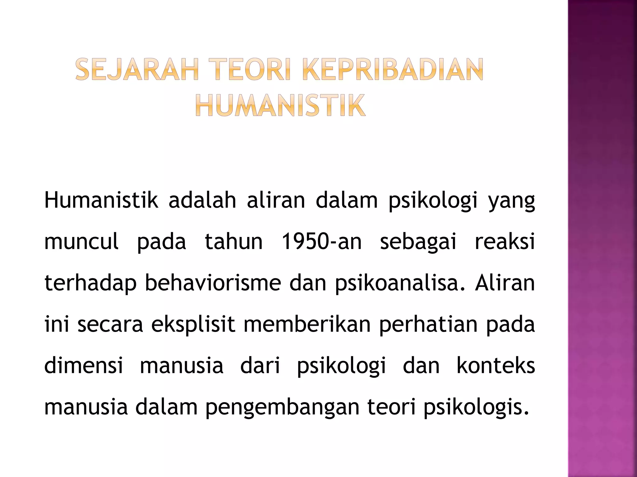 Teori kepribadian humanistik abraham maslow | PPTX