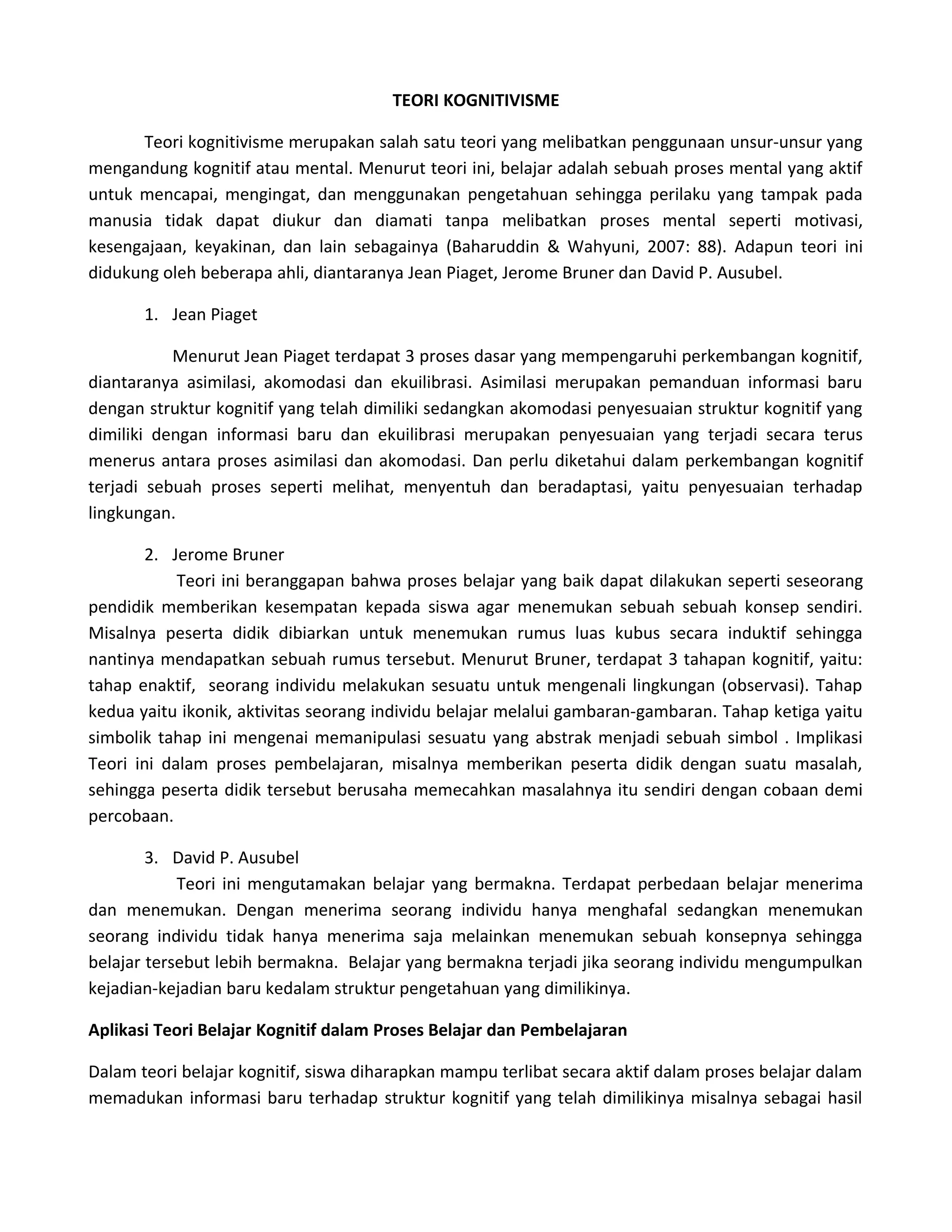 TEORI KOGNITIVISME | DOC