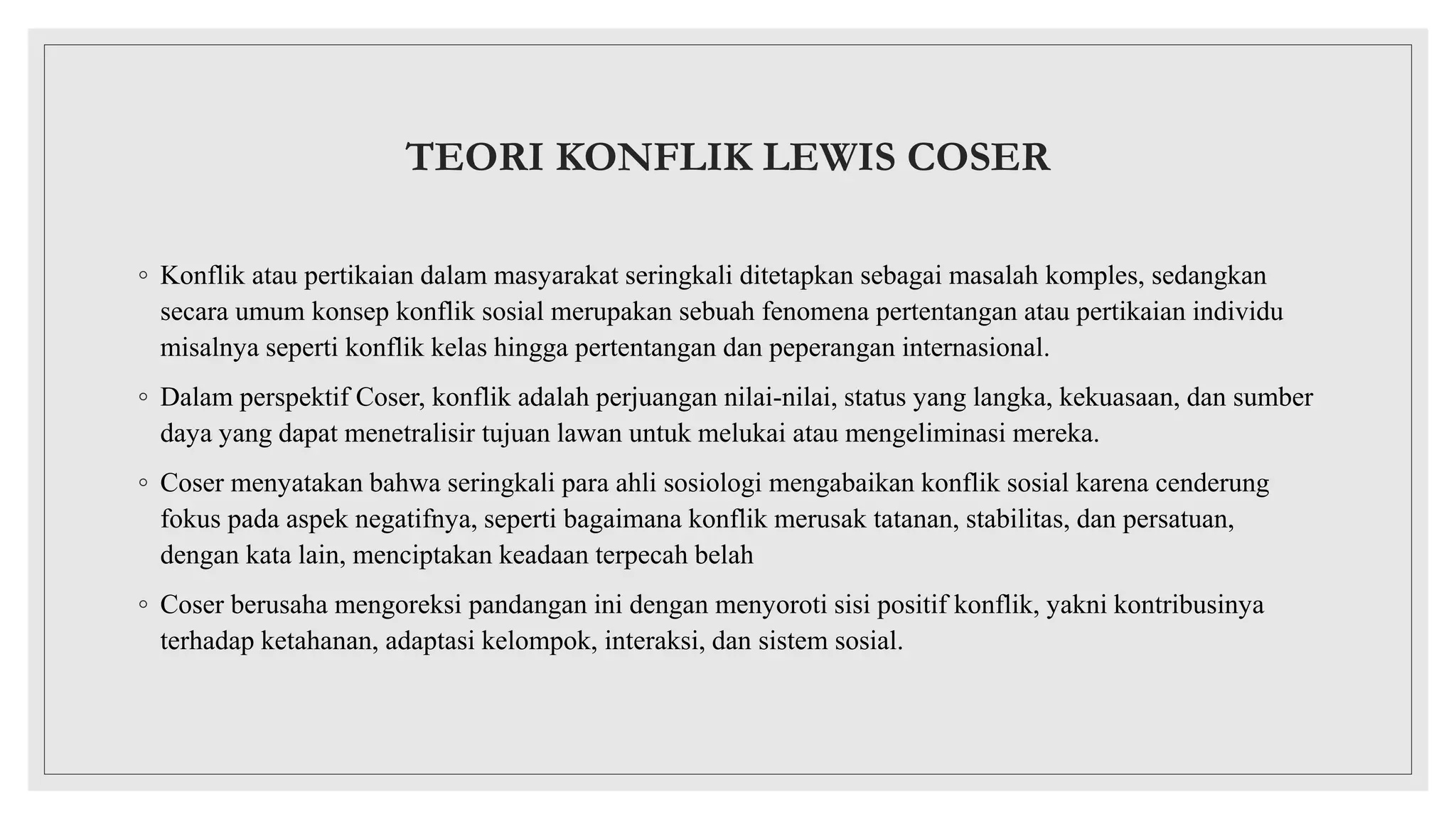 Teori konflik Lewis Coser aaaaaaaaaaaaaa | PPTX