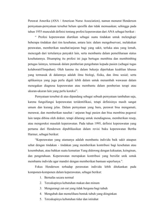 Teori konseptual virginia henderson | DOCX