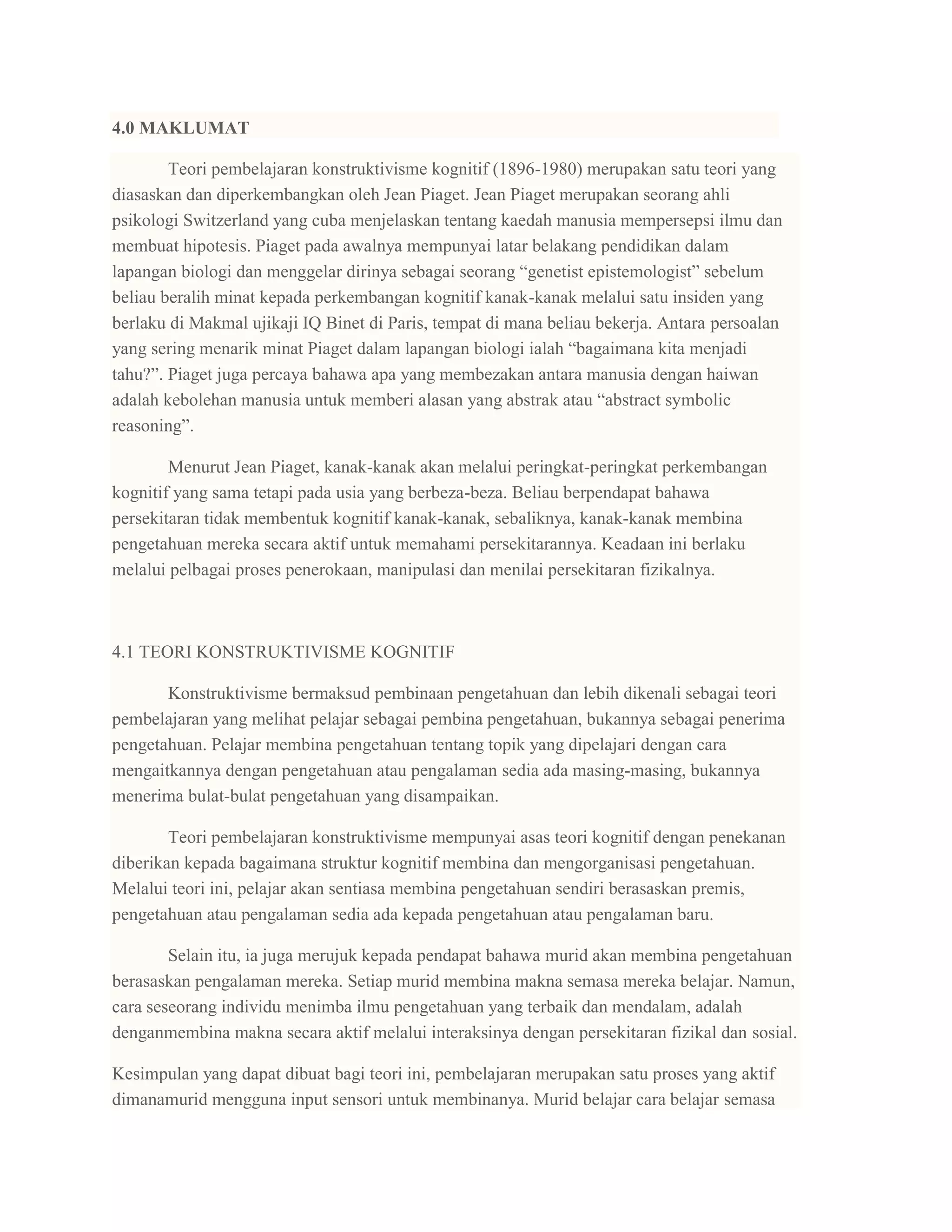 Teori konstruktivisme kognitif | DOCX