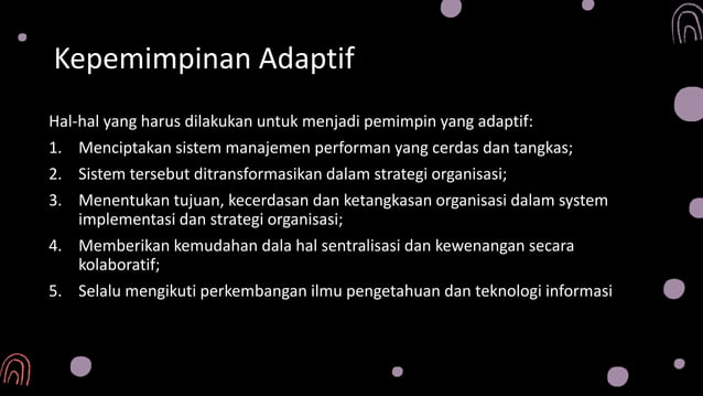 Teori kontingensi dan kepemimpinan adaptif (Kepemimpinan) | PPTX