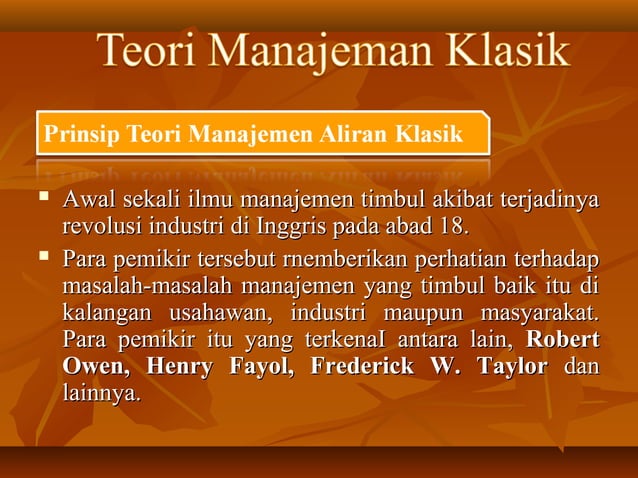 Teori manajemen klasik | PPT