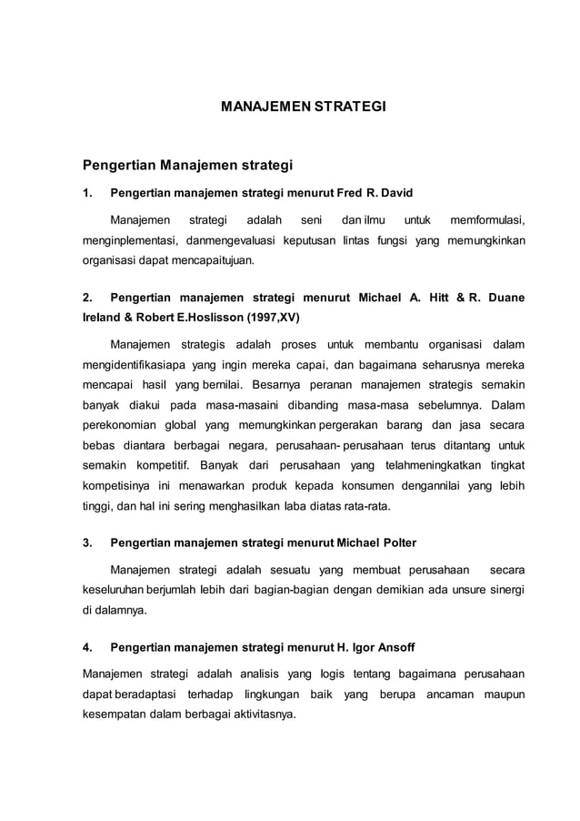 Teori Manajemen Strategis | PDF