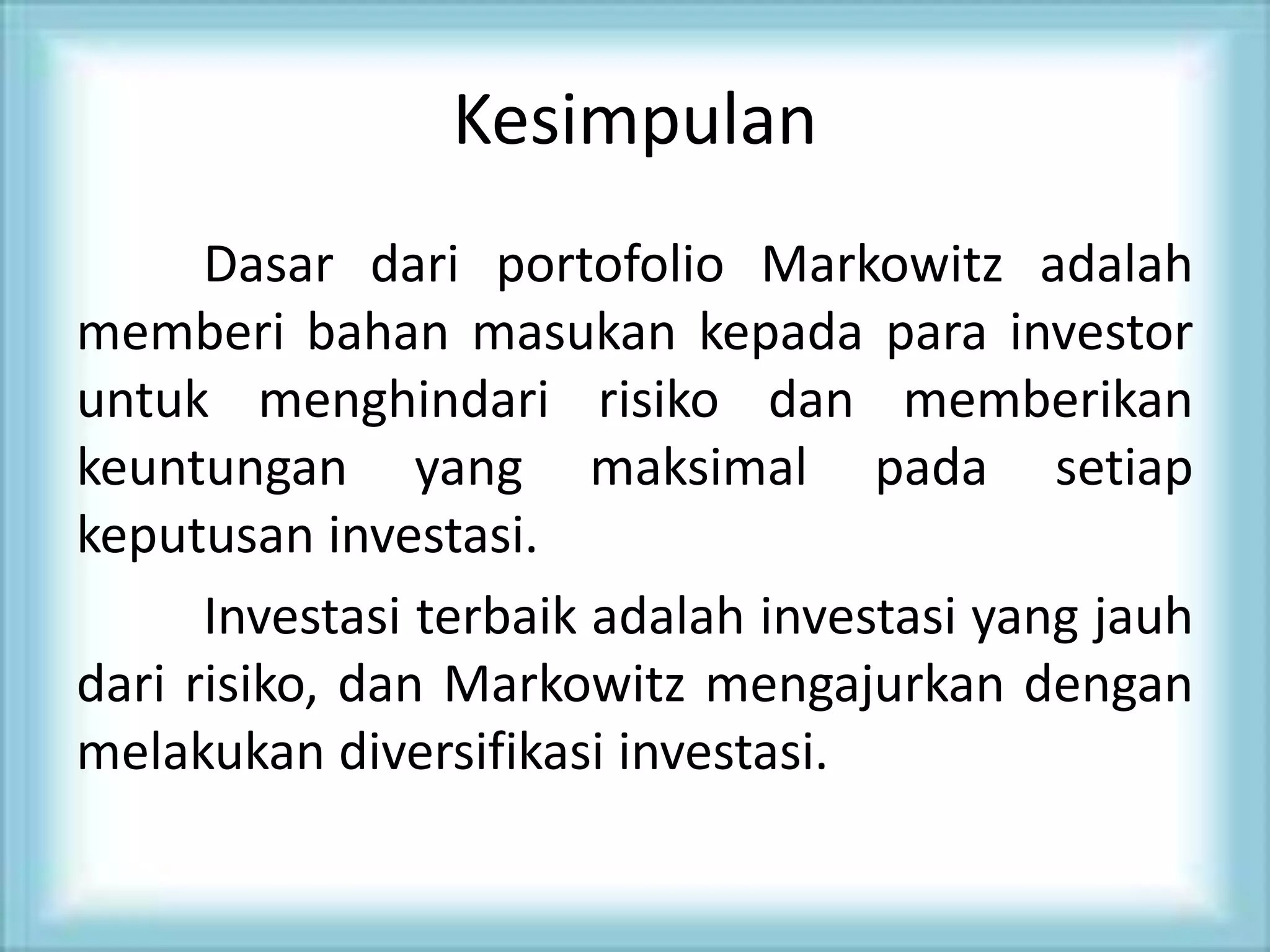Teori markowitz ppt | PPTX
