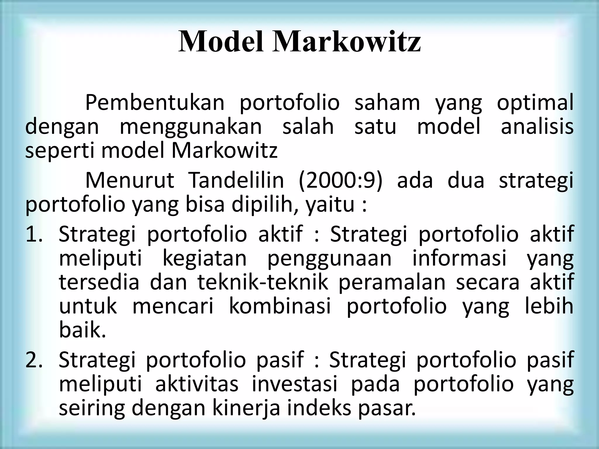 Teori markowitz ppt | PPTX