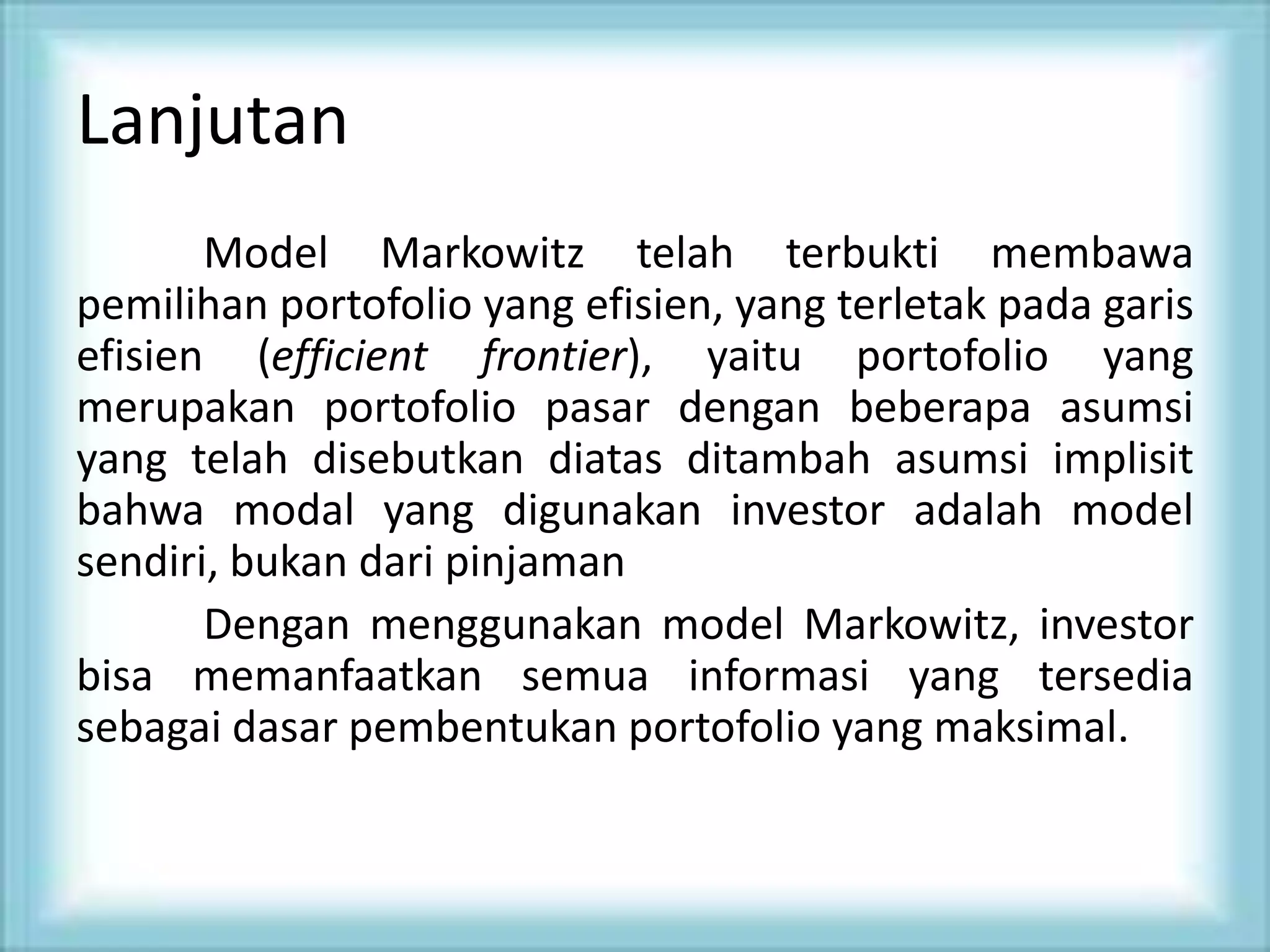 Teori markowitz ppt | PPTX