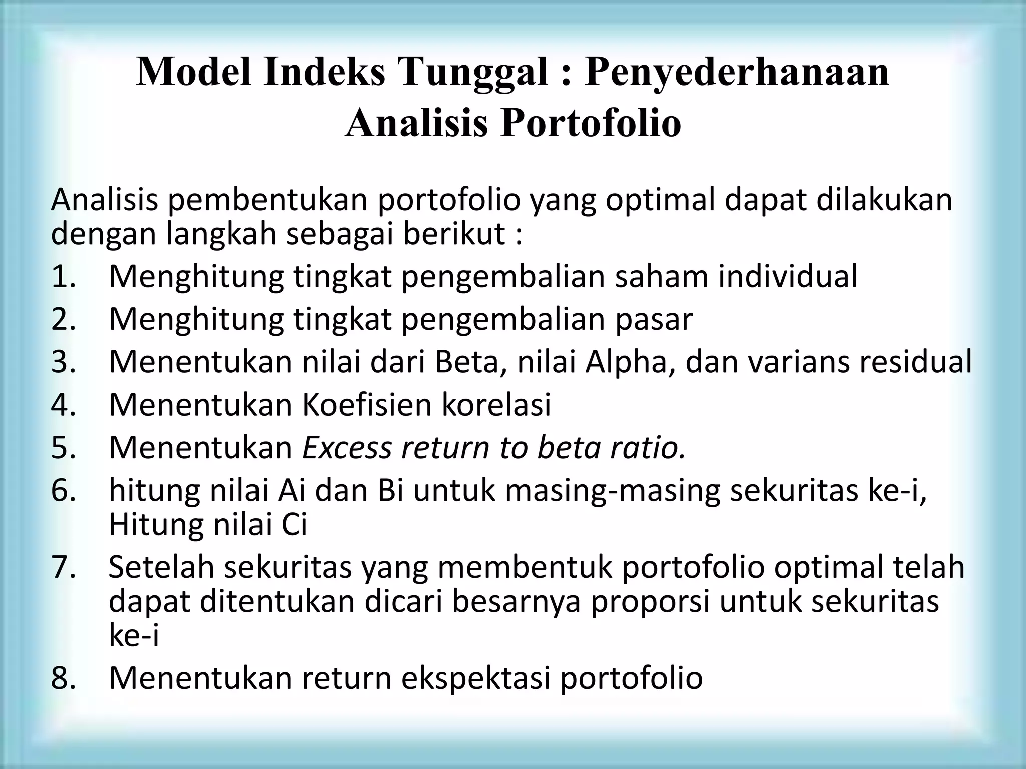 Teori markowitz ppt | PPTX