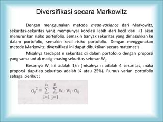 Teori markowitz ppt | PPTX