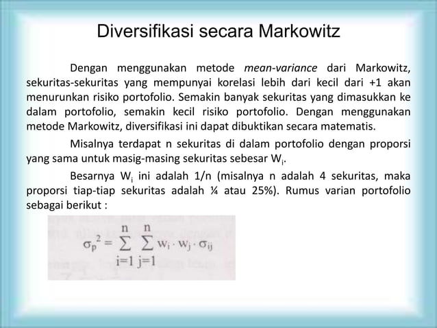 Teori markowitz ppt | PPTX