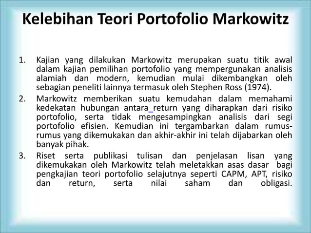 Teori markowitz ppt | PPTX