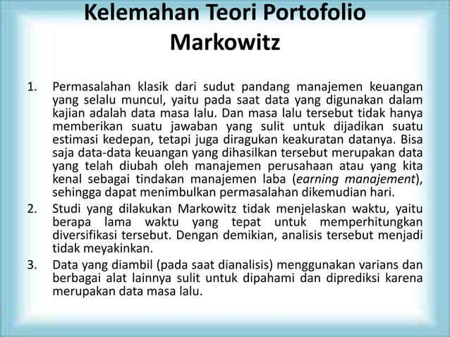 Teori markowitz ppt | PPTX