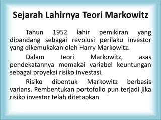 Teori markowitz ppt | PPTX