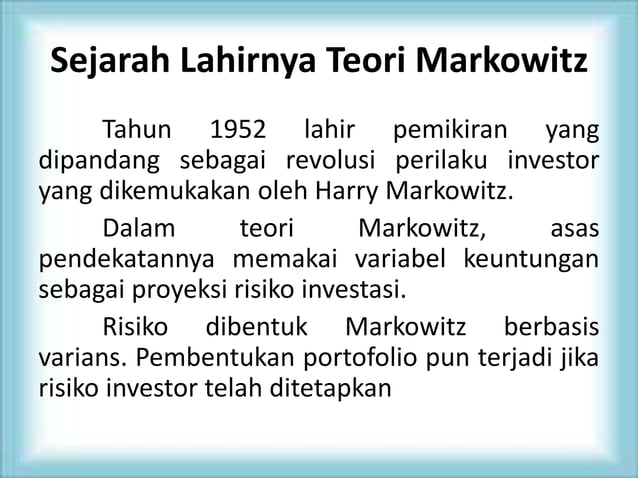 Teori markowitz ppt | PPTX