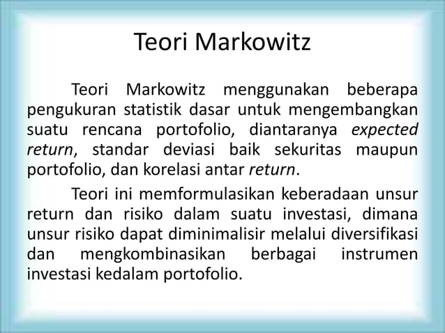Teori markowitz ppt | PPTX