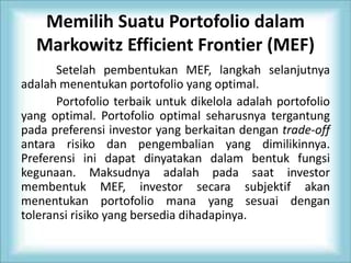 Teori markowitz ppt | PPTX