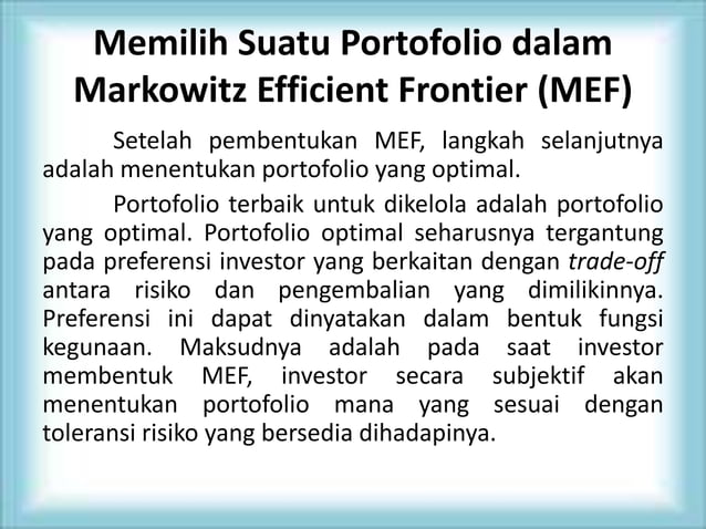 Teori markowitz ppt | PPTX