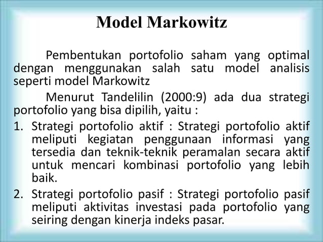 Teori markowitz ppt | PPTX