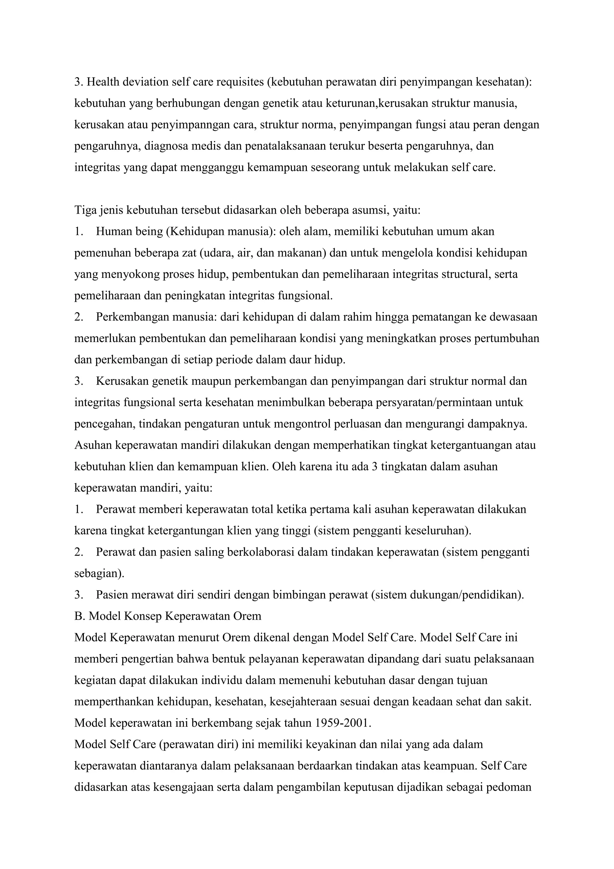 Teori model keperawatan doretea orem | DOCX