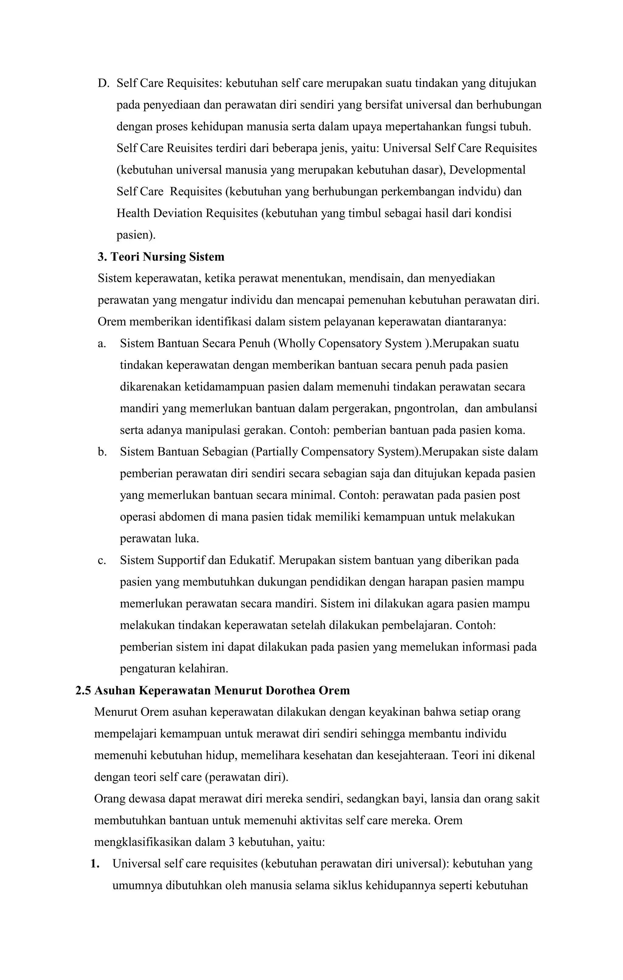 Teori model keperawatan doretea orem | DOCX