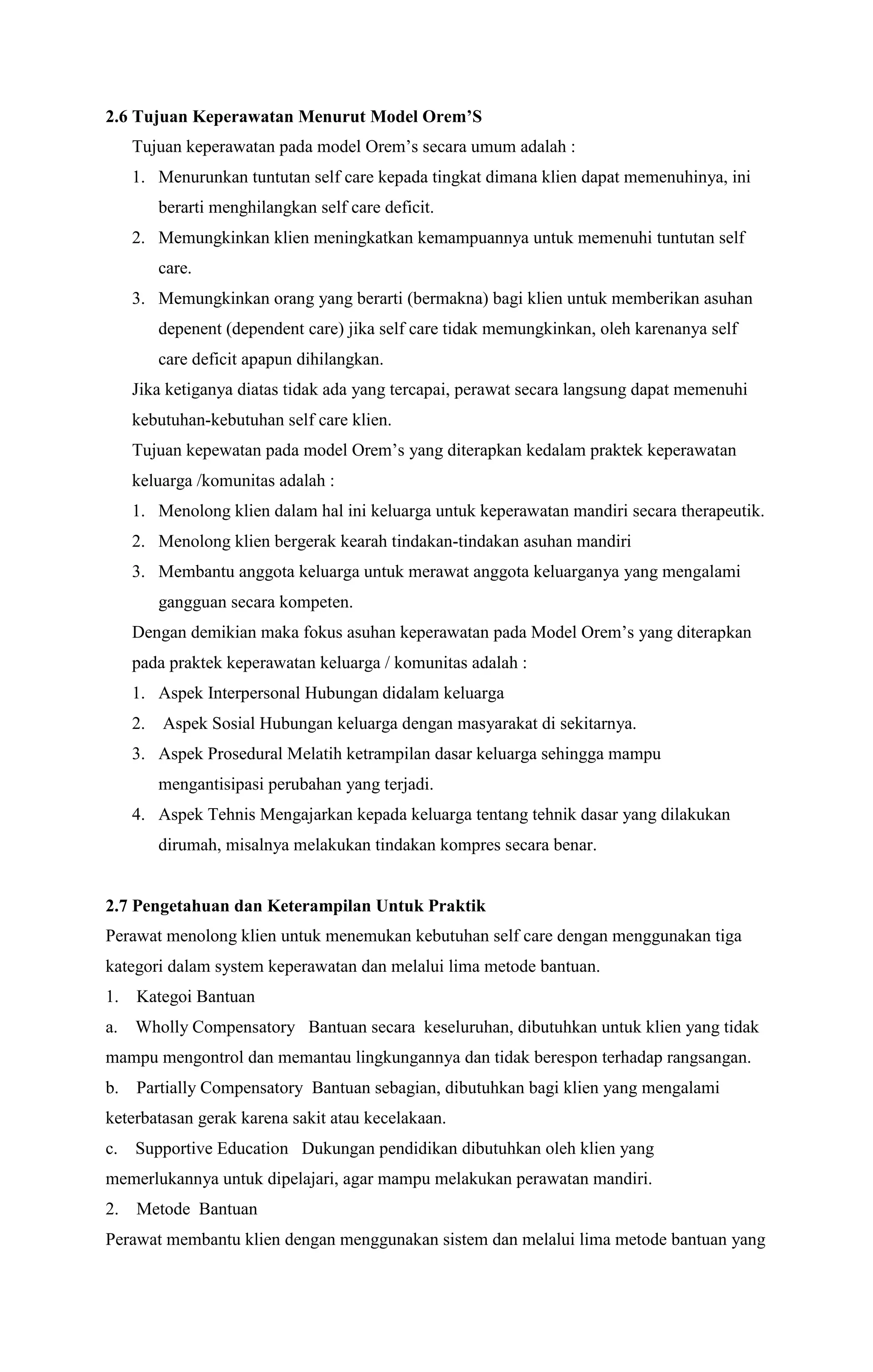 Teori model keperawatan doretea orem | DOCX