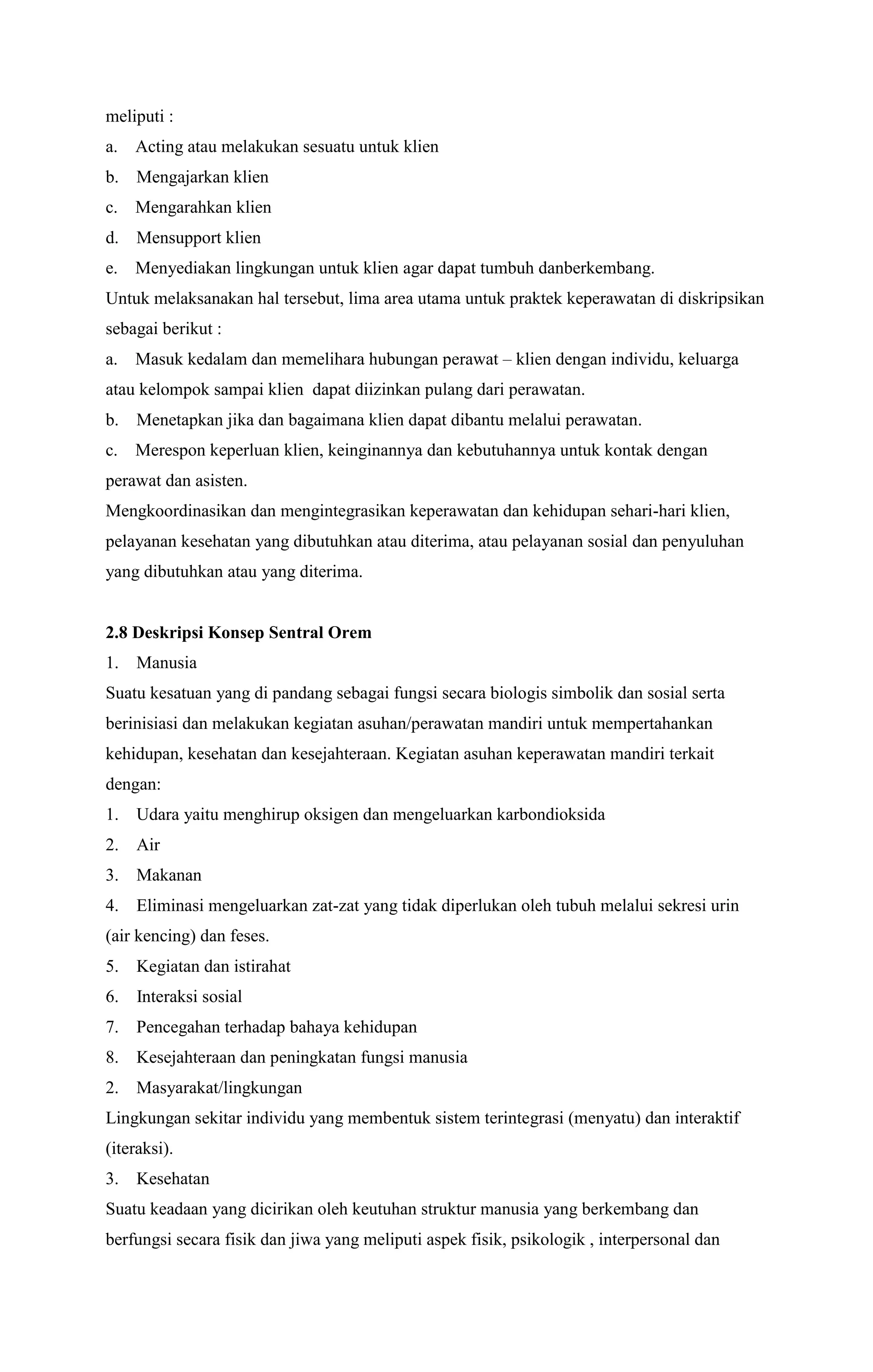 Teori model keperawatan doretea orem | DOCX