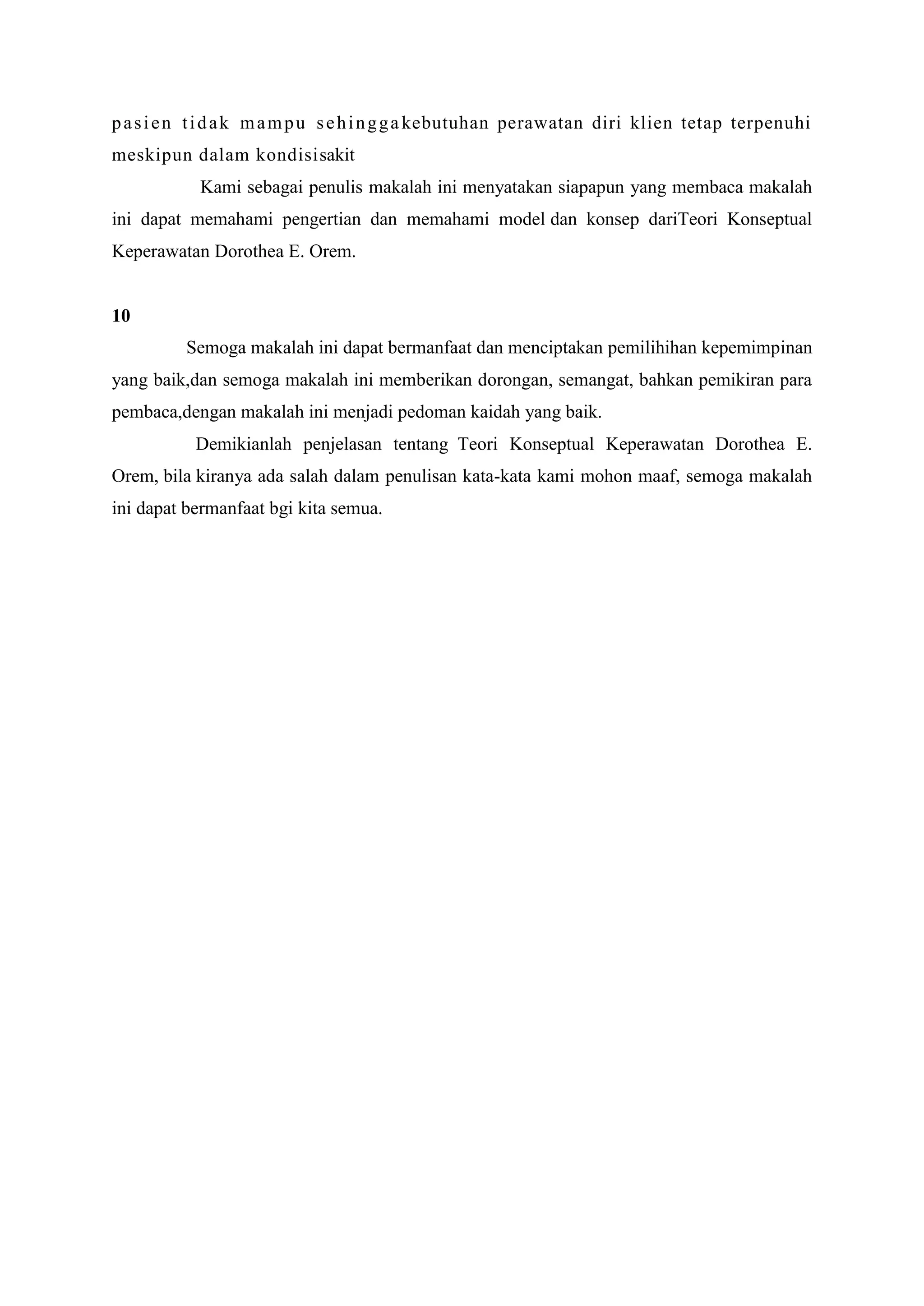 Teori model keperawatan doretea orem 3 | DOCX