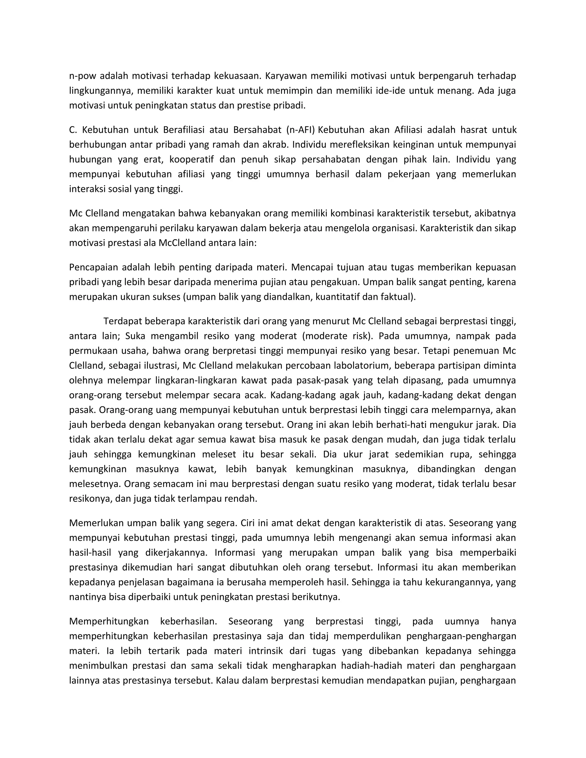 Teori motivasi berprestasi | PDF