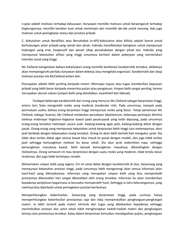 Teori motivasi berprestasi | PDF