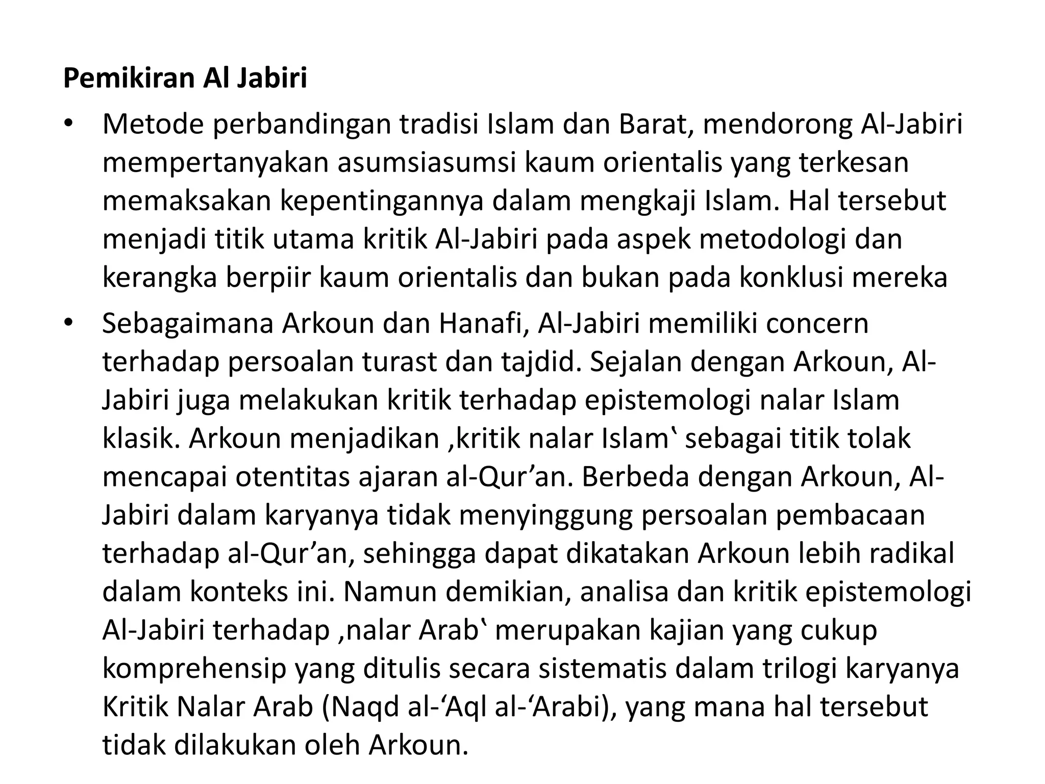 Teori Nalar & Budaya Menurut Al Jabiri | PPT