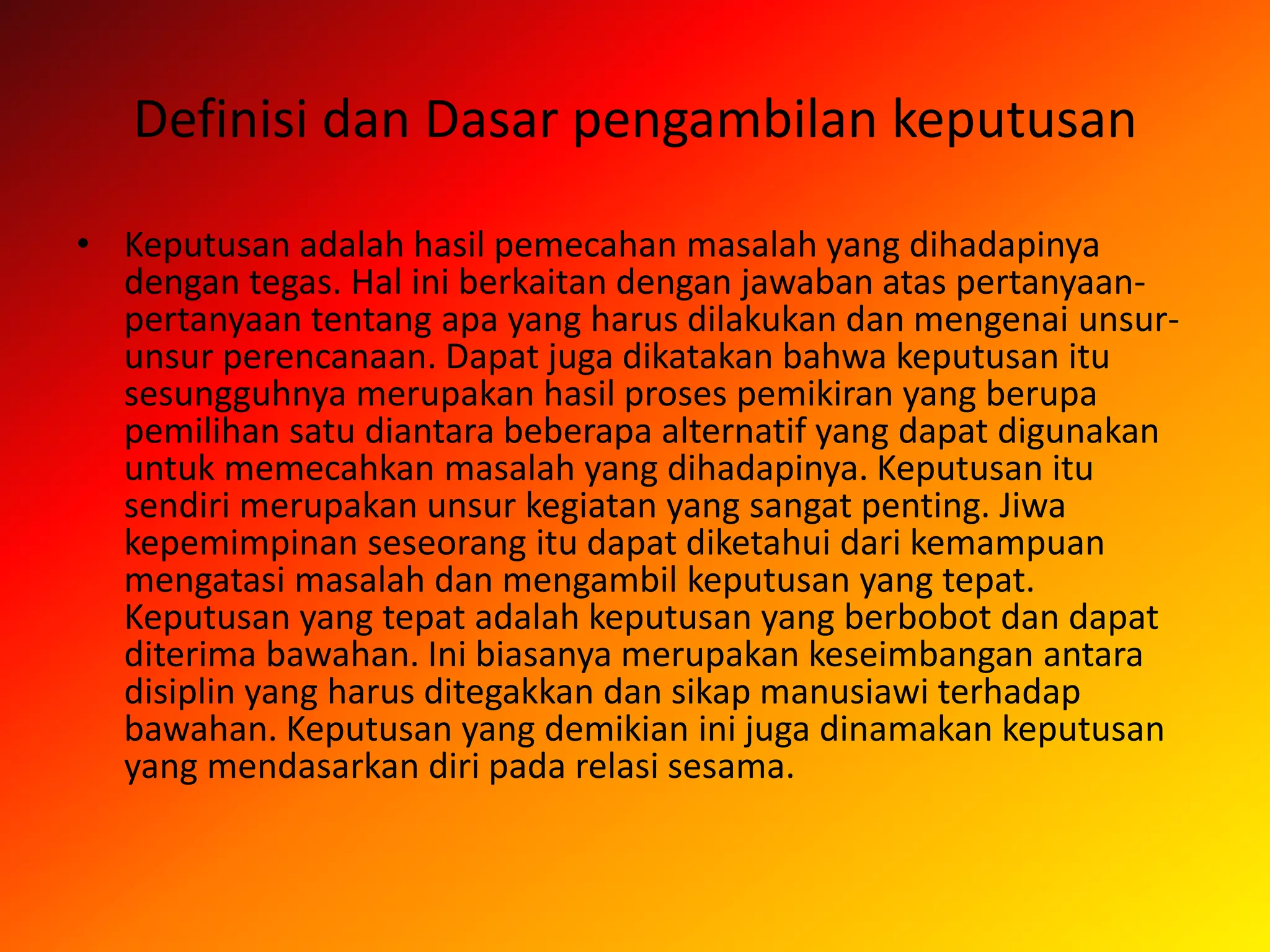 Teori organisasi umum 2 pengambilan keputusan dalam organisasi | PPTX