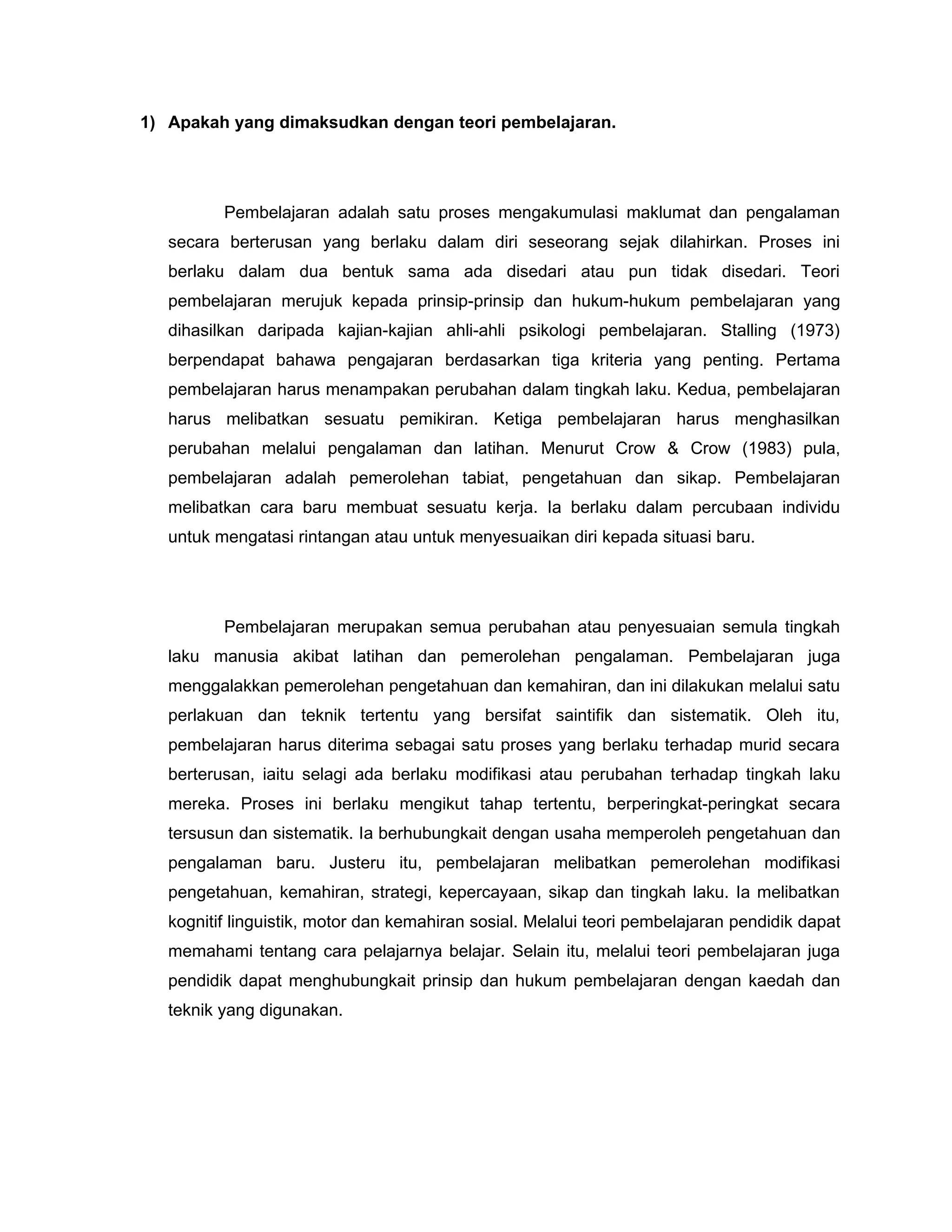 Teori pembelajaran kognitif | DOC