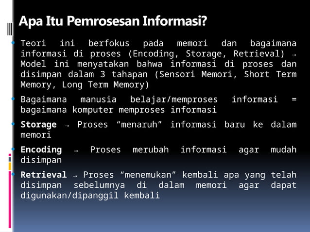 Teori Pemrosesan Informasi di kelas b 2019 | PPTX