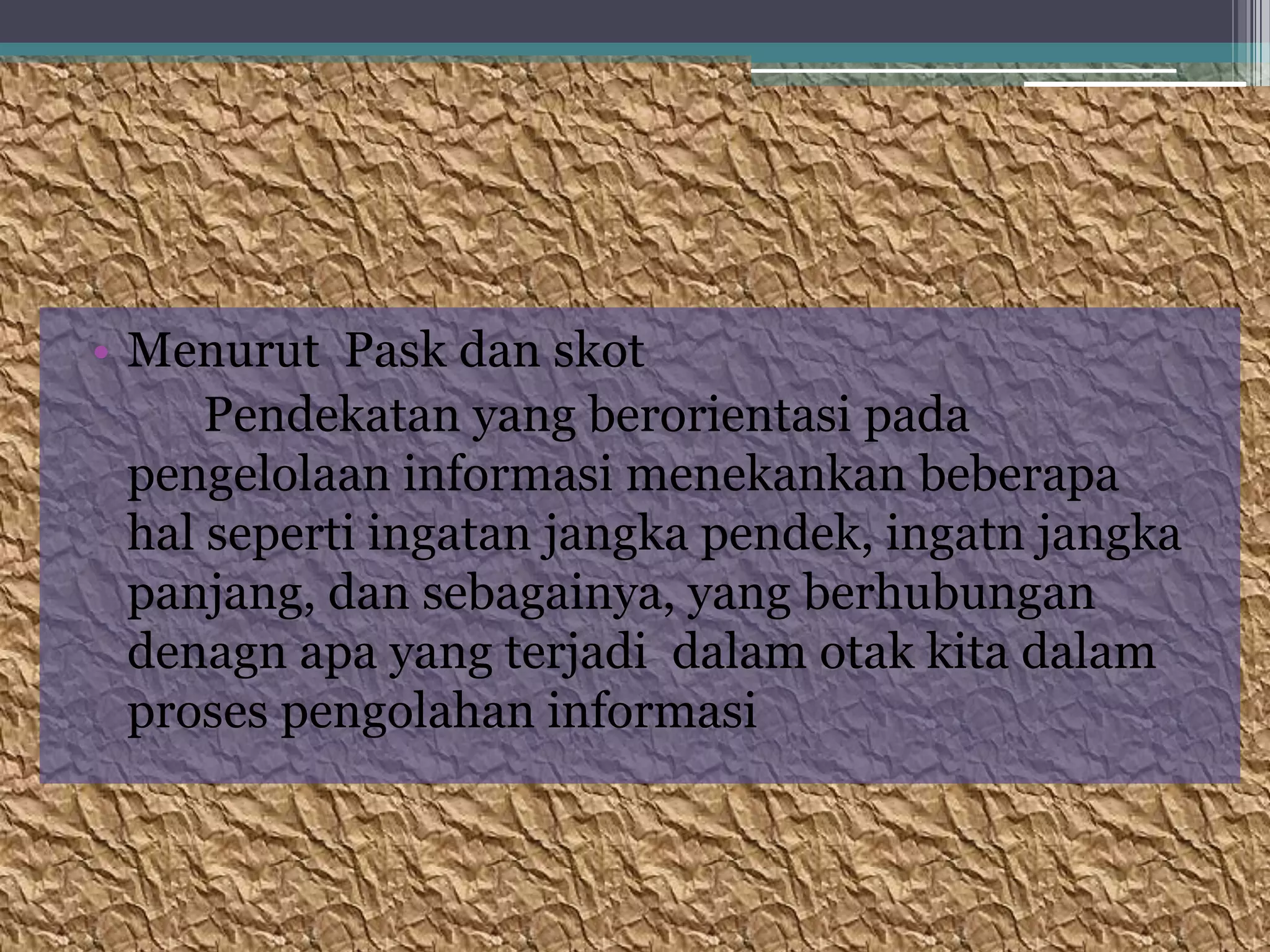 TEORI PEMROSESAN INFORMASI ( SIBERNETIK ) | PPTX