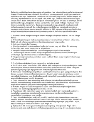 Teori perkembangan jean piaget | DOCX