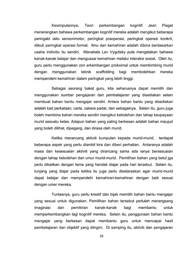 Teori perkembangan kognitif jean piaget | DOCX
