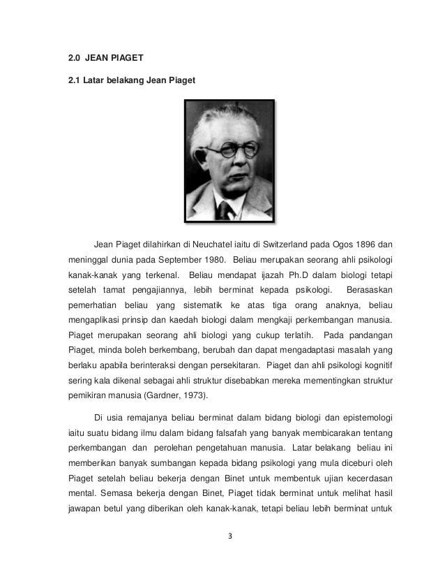 Teori perkembangan kognitif jean piaget Teori perkembangan kognitif jean piaget