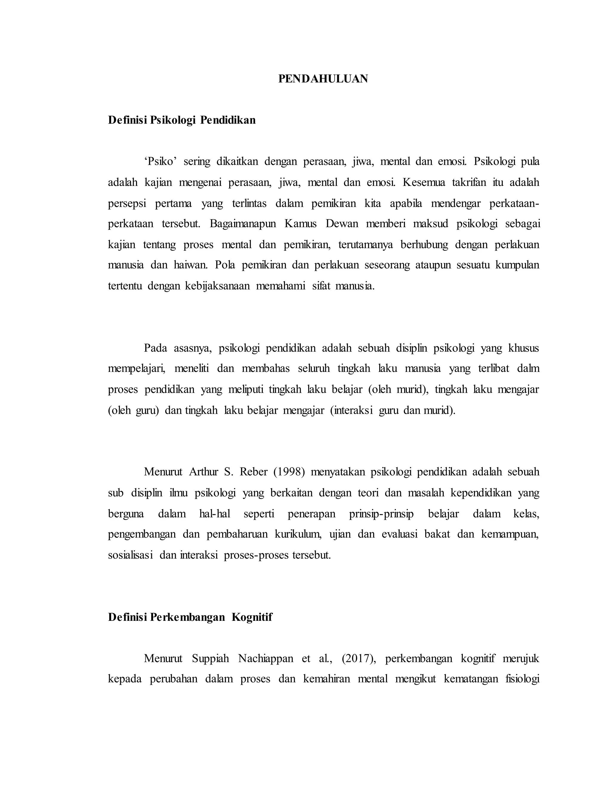 Teori perkembangan kognitif oleh Jean Piaget | DOCX