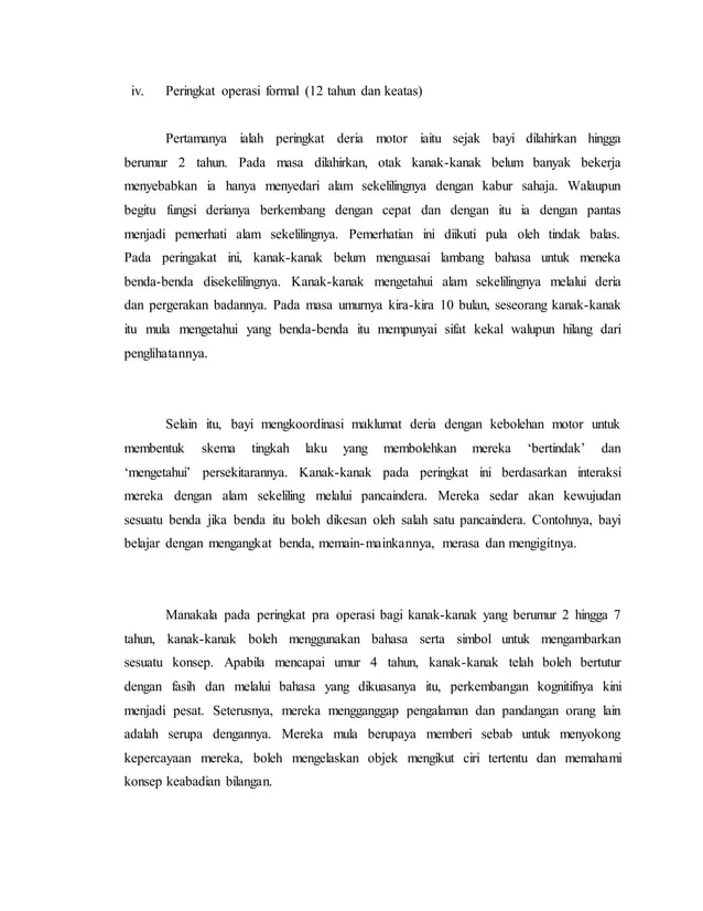 Teori perkembangan kognitif oleh Jean Piaget | DOCX