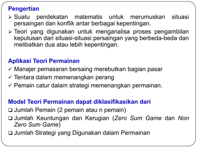 ITP UNS SEMESTER 2 Teori permainan ro | PPTX