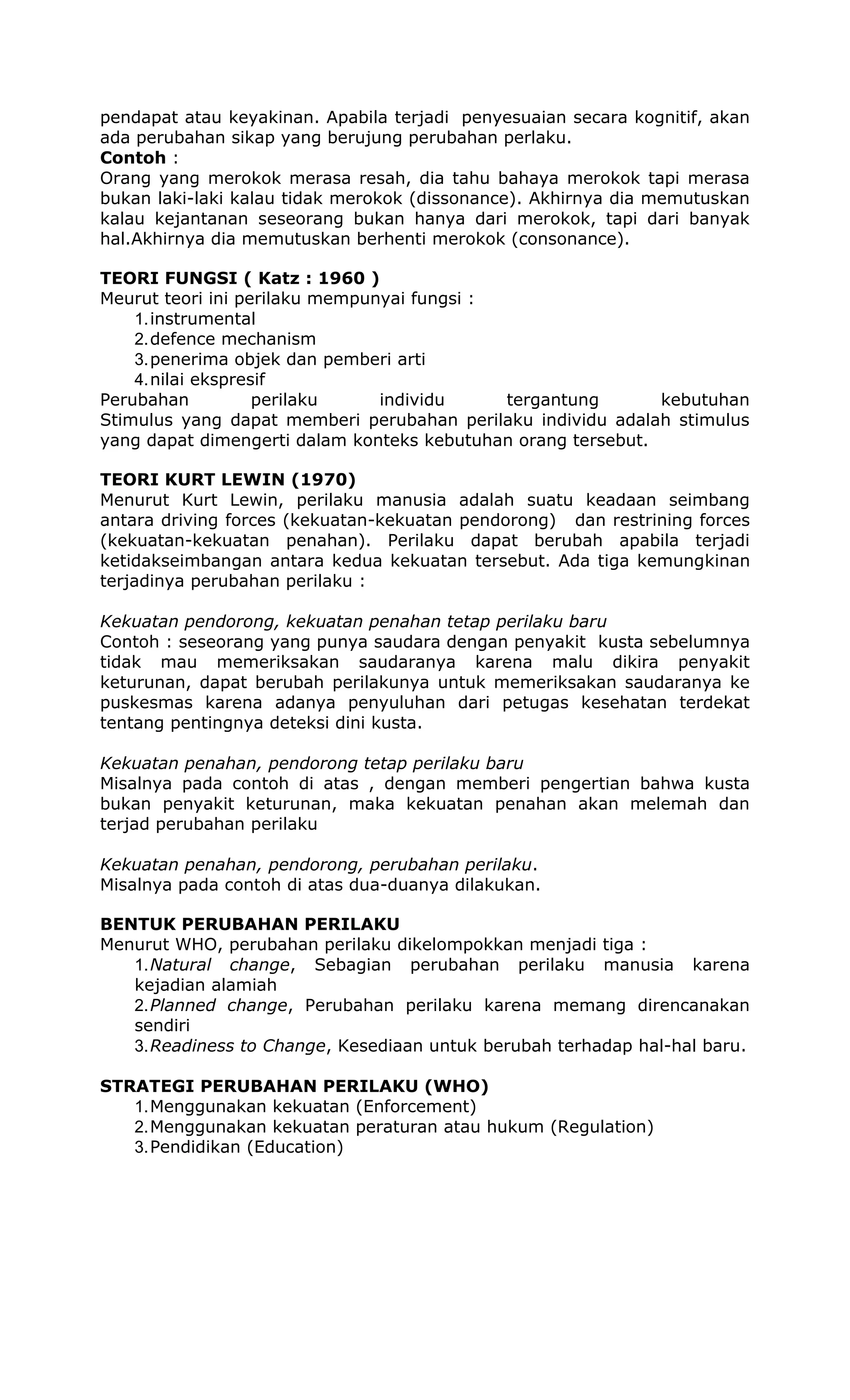 Teori perubahan perilaku | DOCX