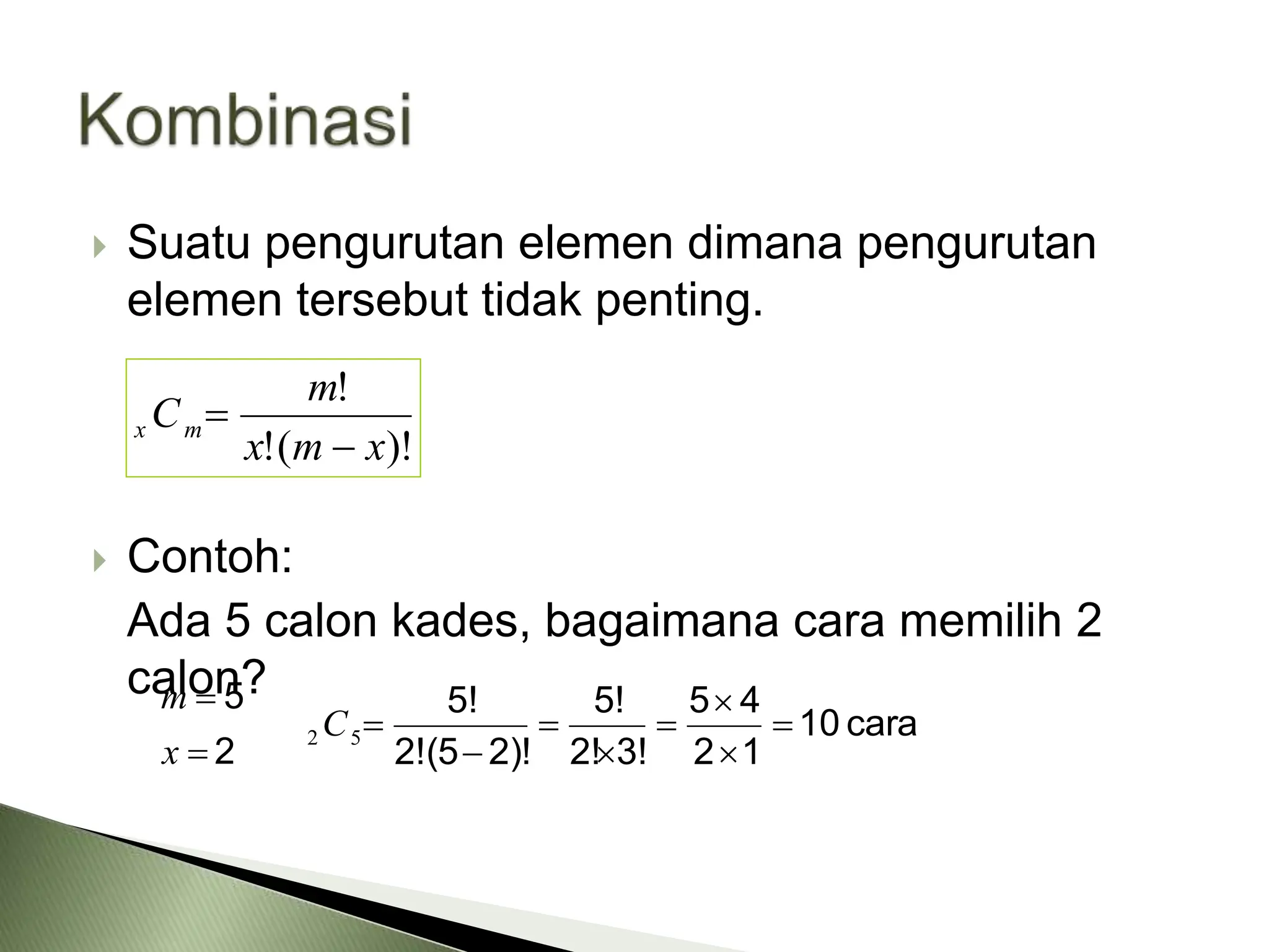 Teori Probabilitas permutasi, kombinasi dan sebagainya .pptx