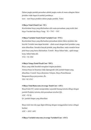 Teori Produksi dan Biaya Produksi | DOCX
