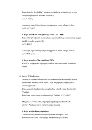 Teori Produksi dan Biaya Produksi | DOCX