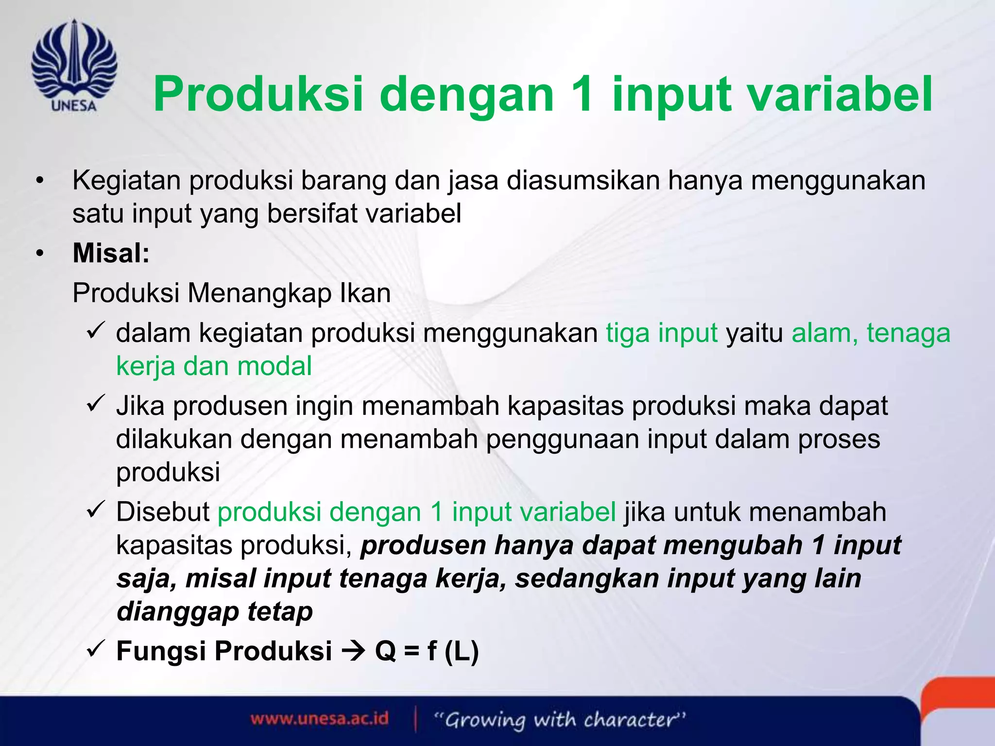 Teori produksi satu input | PPT