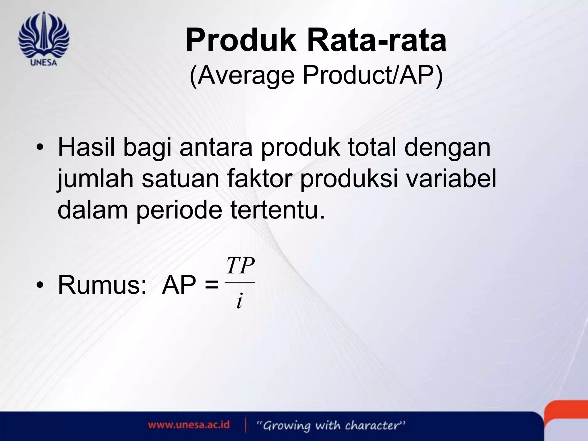 Teori produksi satu input | PPT