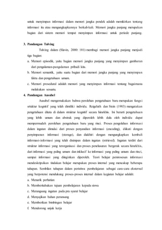 Teori proses pengolahan informasi | DOCX