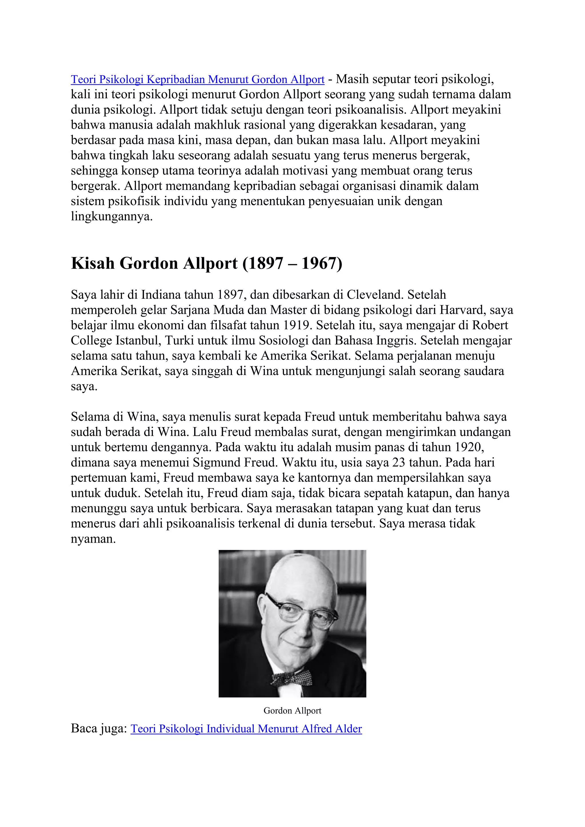 Teori Psikologi Kepribadian Menurut Gordon Allport - www ...
