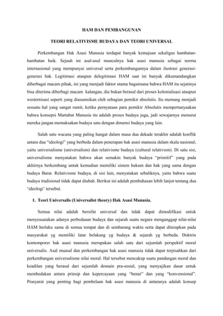 Teori relativisme budaya dan teori univesalisme | DOC