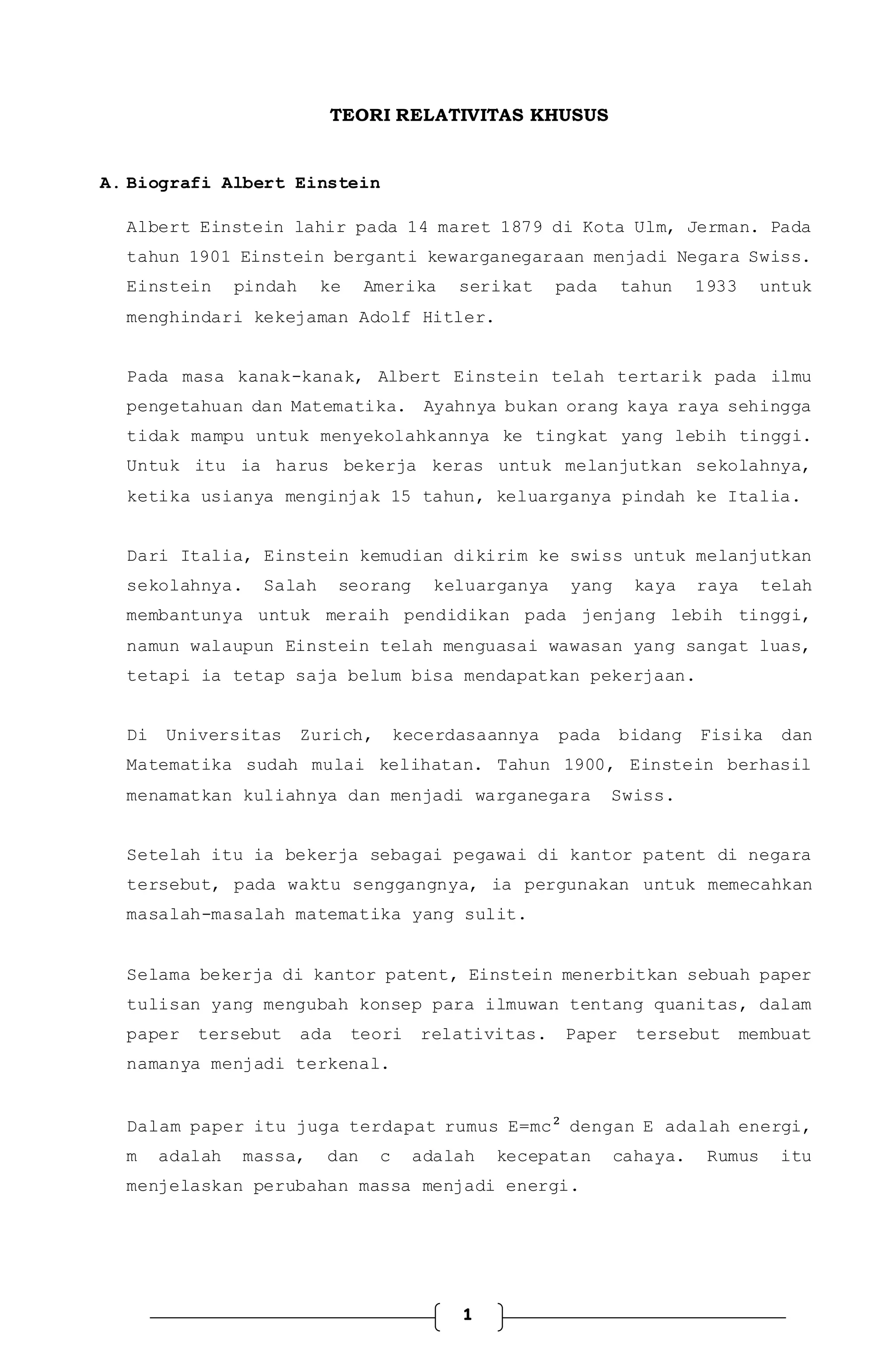 Teori relativitas khusus | DOCX